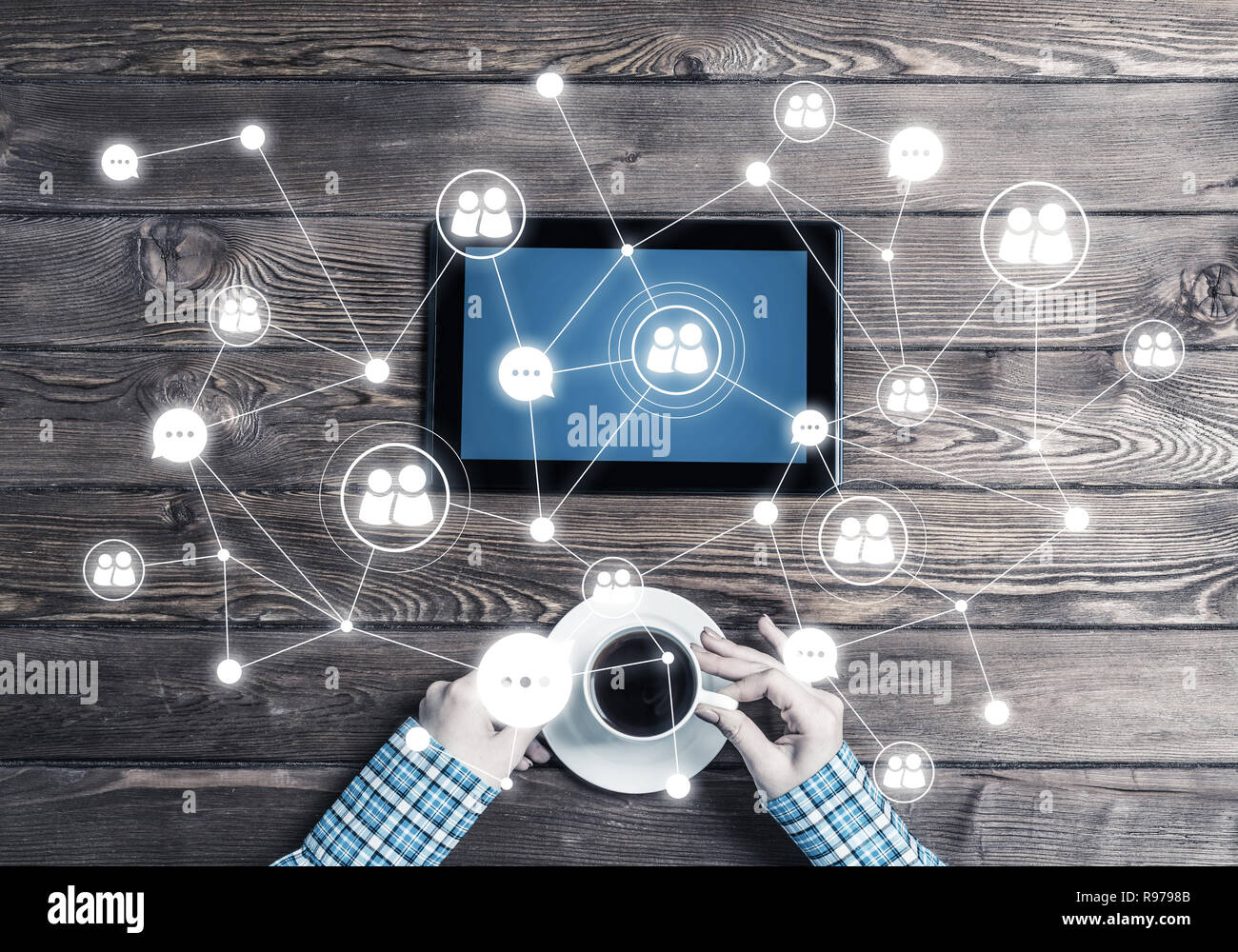 Concept of social communication and networking with social conne Stock ...