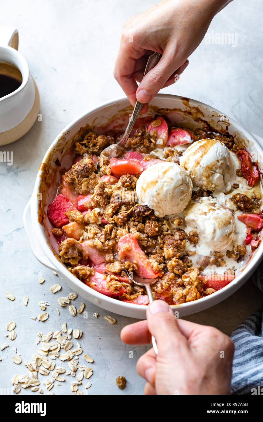 A pink apple crisp (gluten-free Stock Photo - Alamy