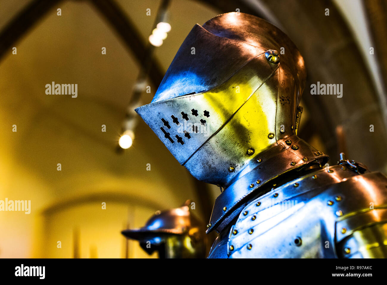 MUNICH, GERMANY - NOVEMBER 27, 2018 : The exposition of medieval armor ...