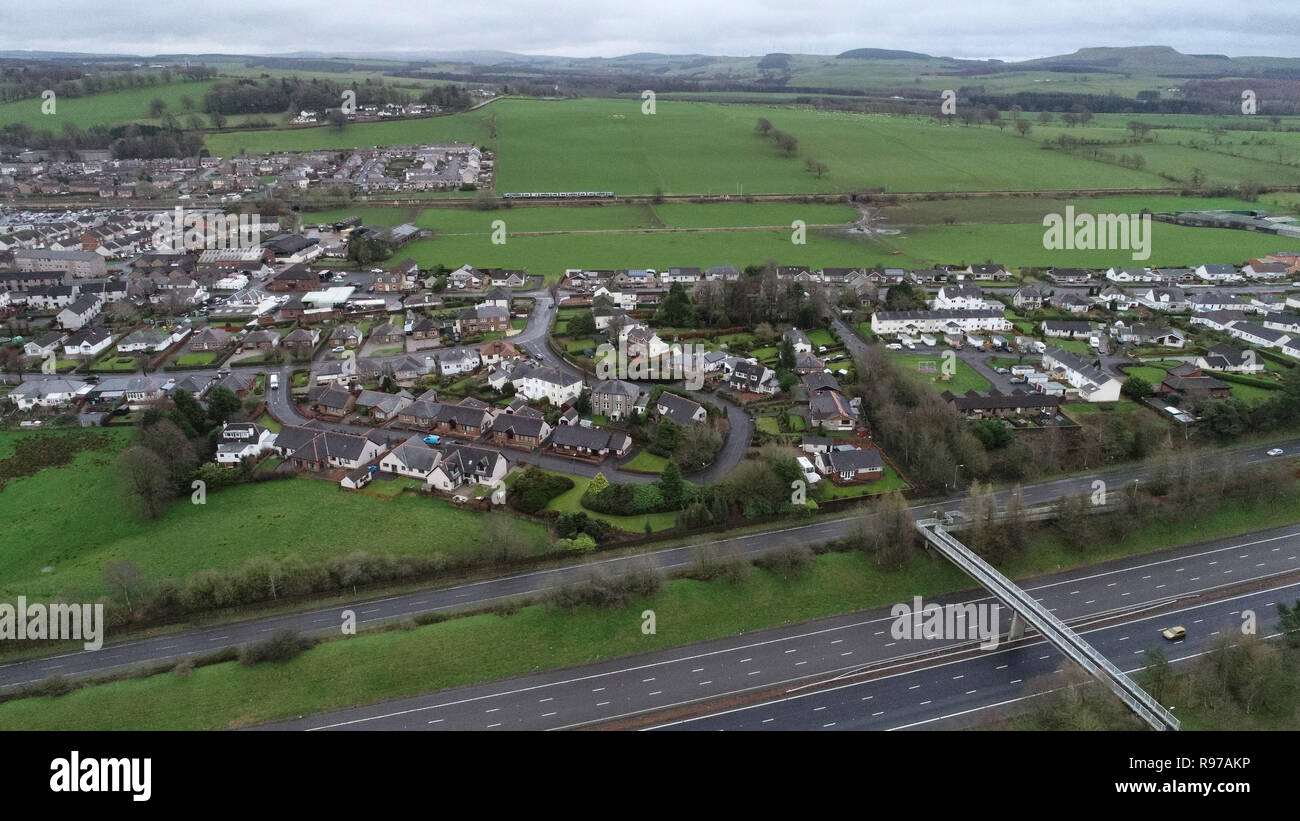 An aerial view of the area of Lockerbie where 30 years ago a PanAm ...