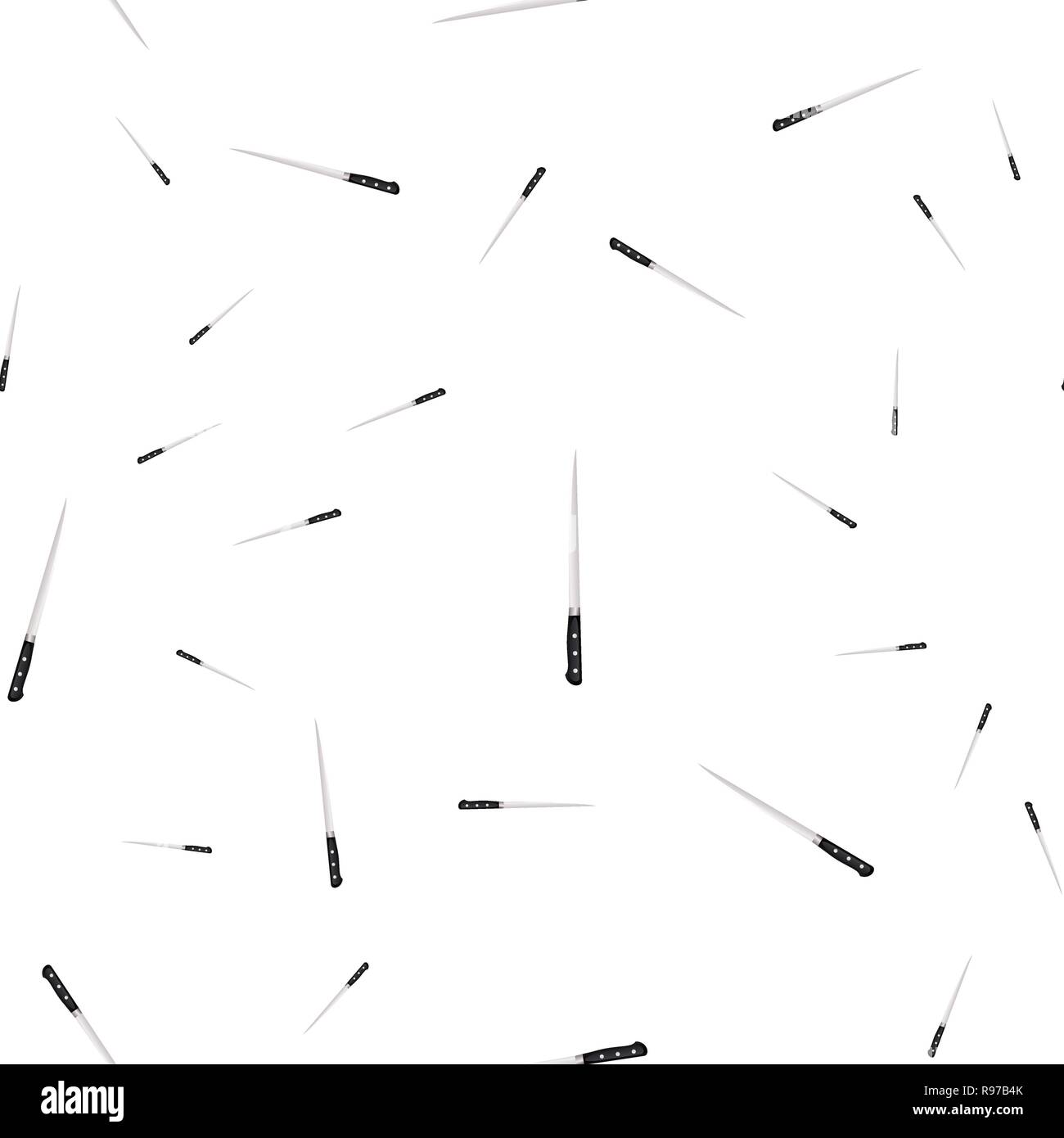 Seamless pattern of kitchen knives on a white background. Vector ...