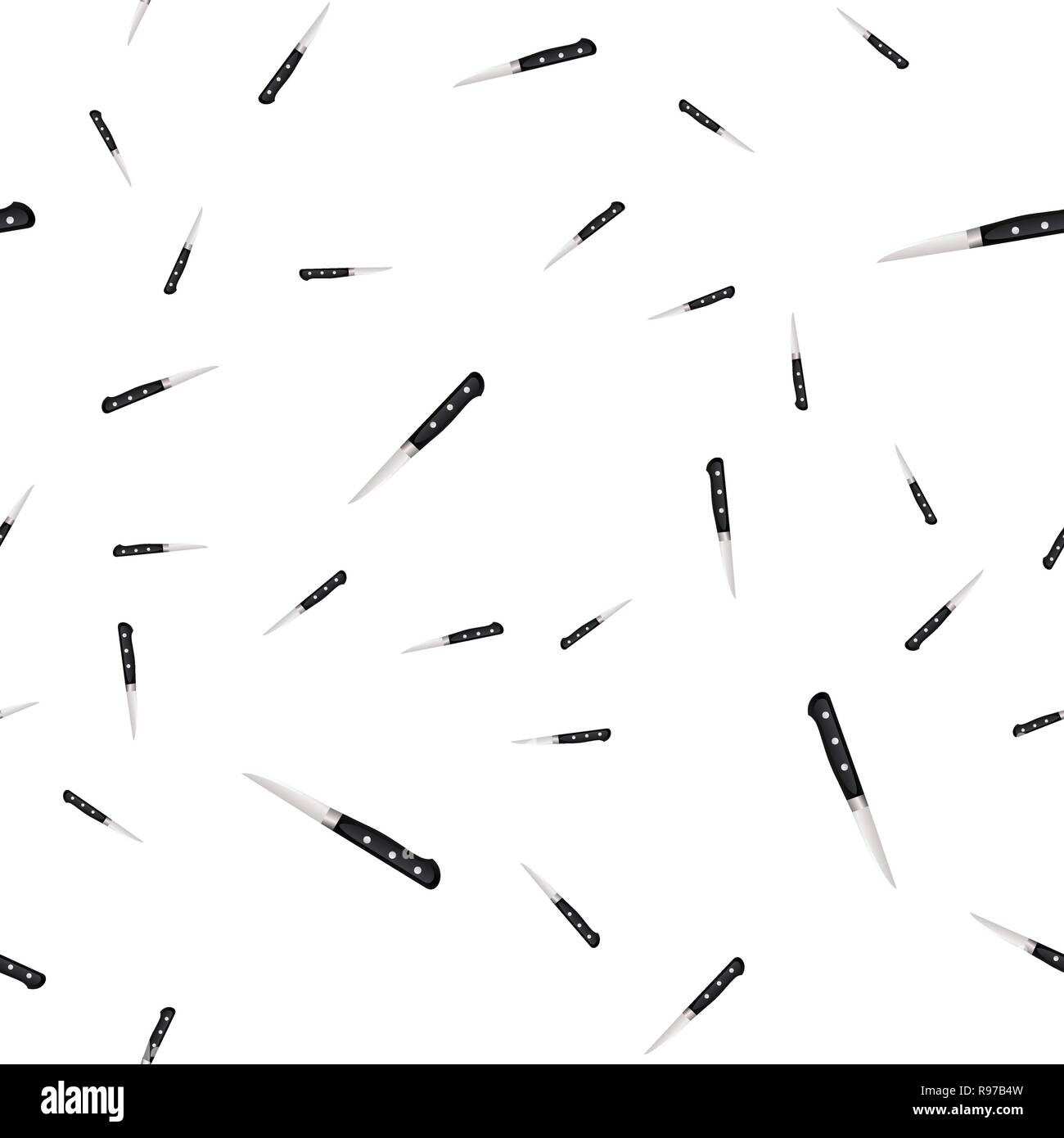 Seamless pattern of kitchen knives on a white background. Vector ...