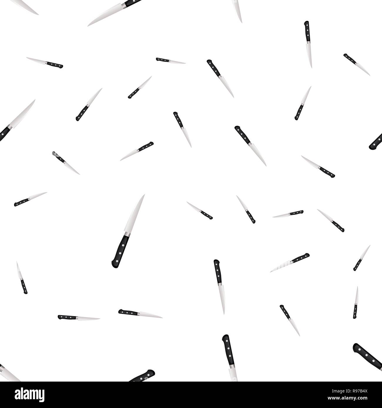 Seamless pattern of kitchen knives on a white background. Vector ...
