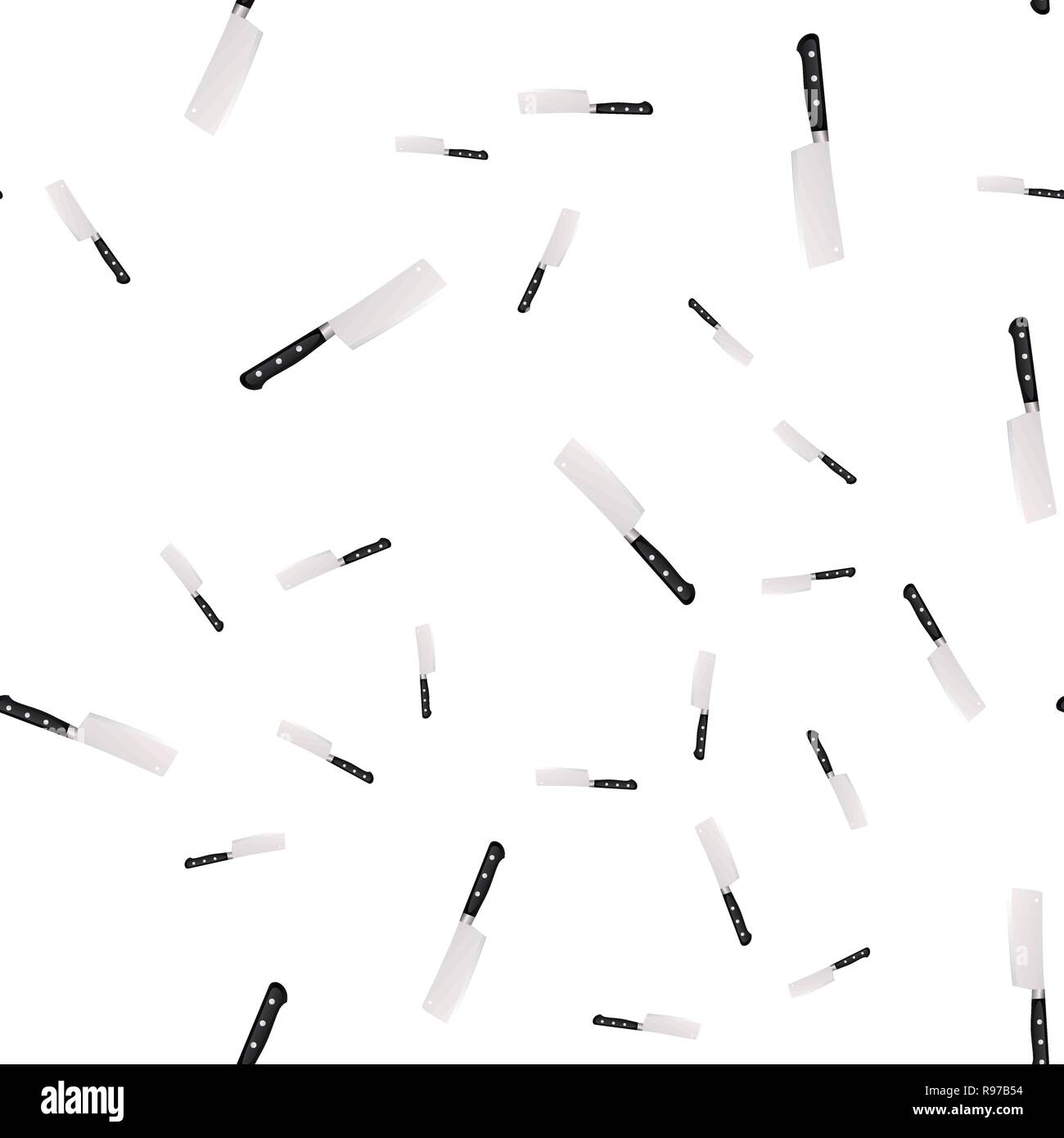 Seamless pattern of kitchen knives on a white background. Vector ...