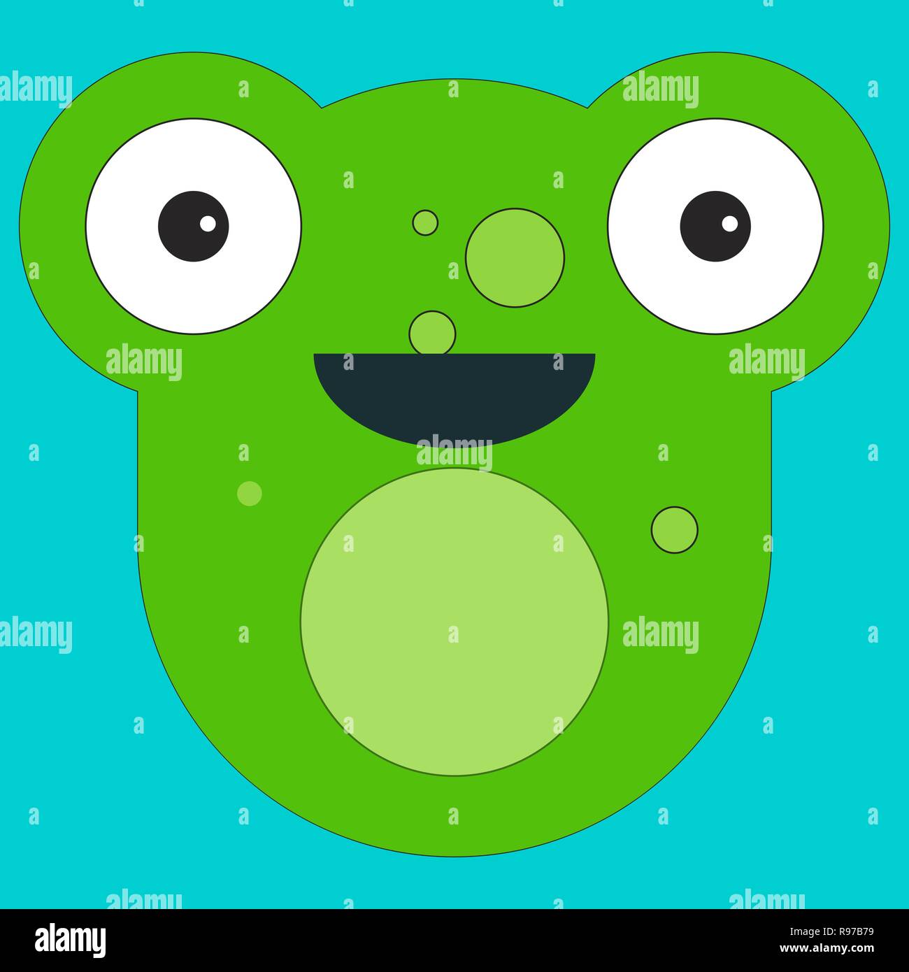 Head of a frog in cartoon flat style. Vector illustration on color ...