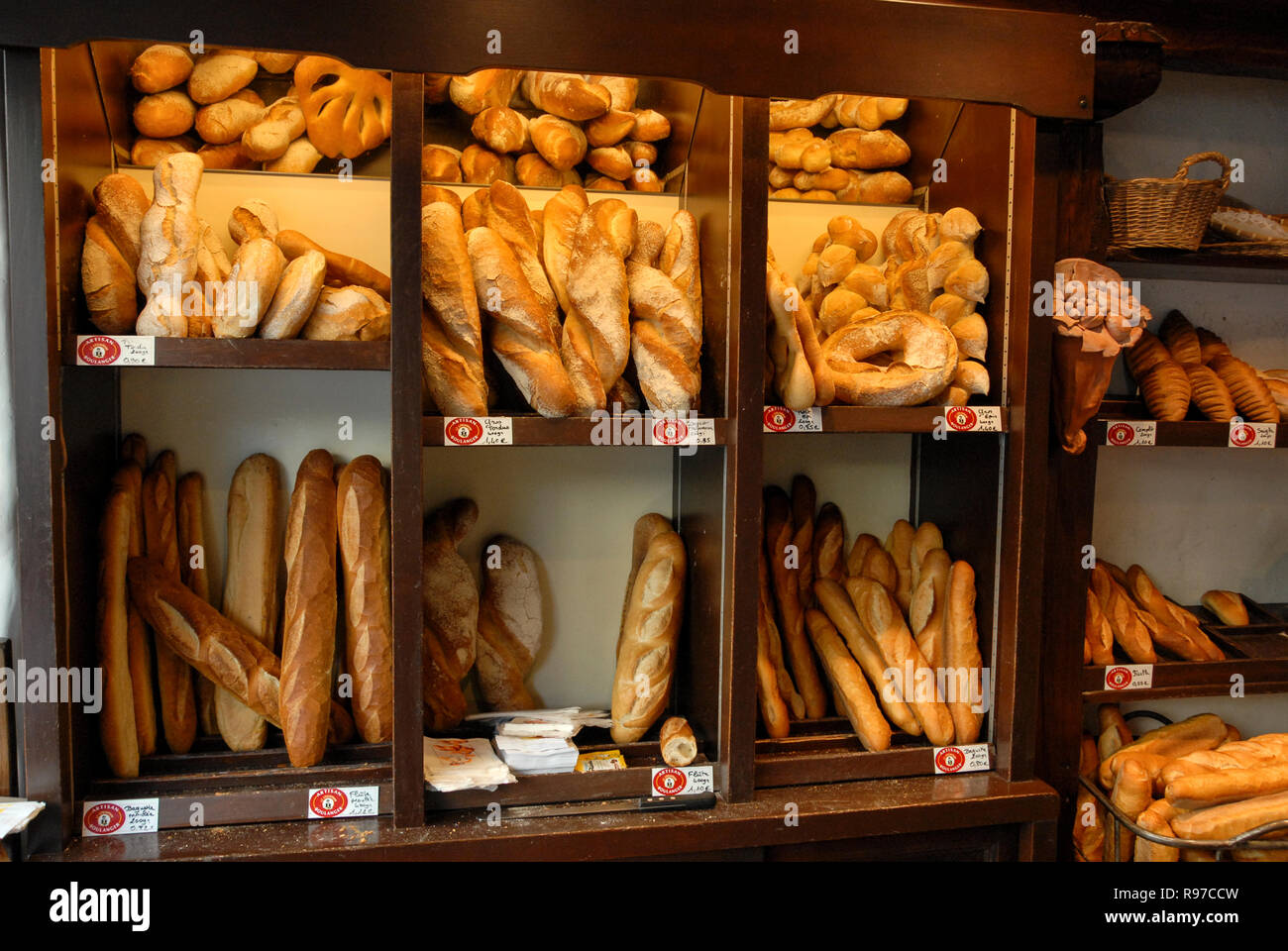 An assortment of French bread at a family-run bakery in Mazamet in ...