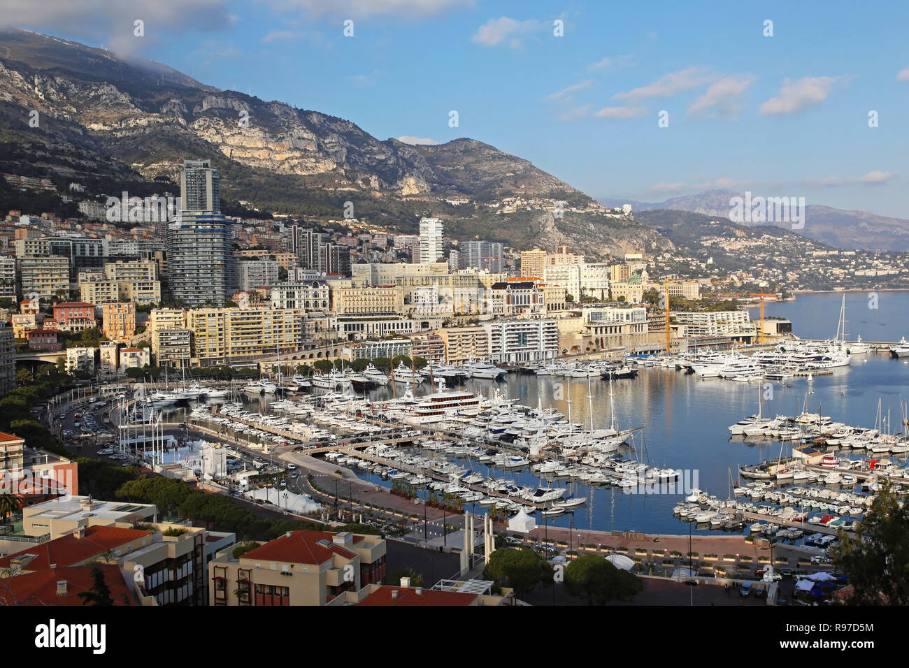 MONTE CARLO, MONACO - JANUARY 18: Hercules harbour panorama in Monte ...