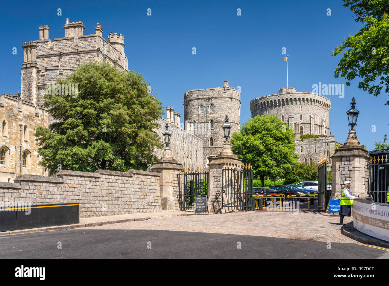 An exterior view of Windsor Castle in Windsor, Berkshire, Great Britain ...