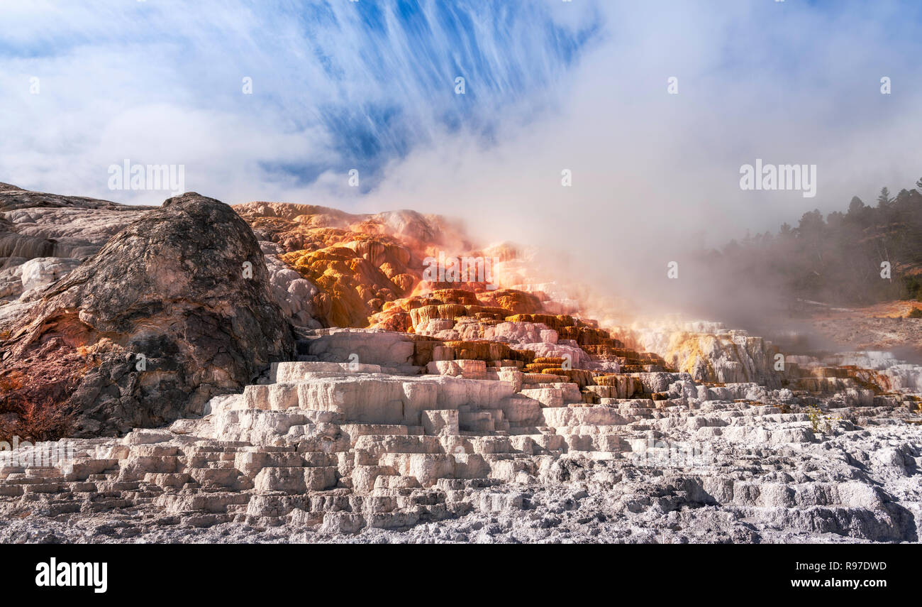 Mammoth Hot Springs, Yellowstone National Park, Wyoming USA Stock Photo ...