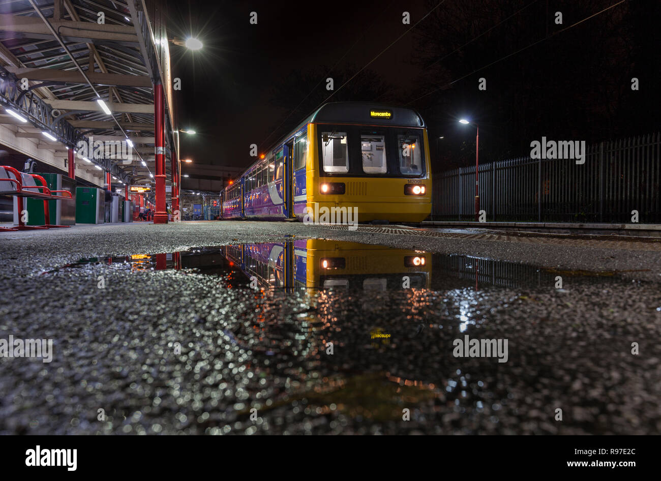 Arriva Northern rail class 142 pacer train 142091 at Lancaster with a ...