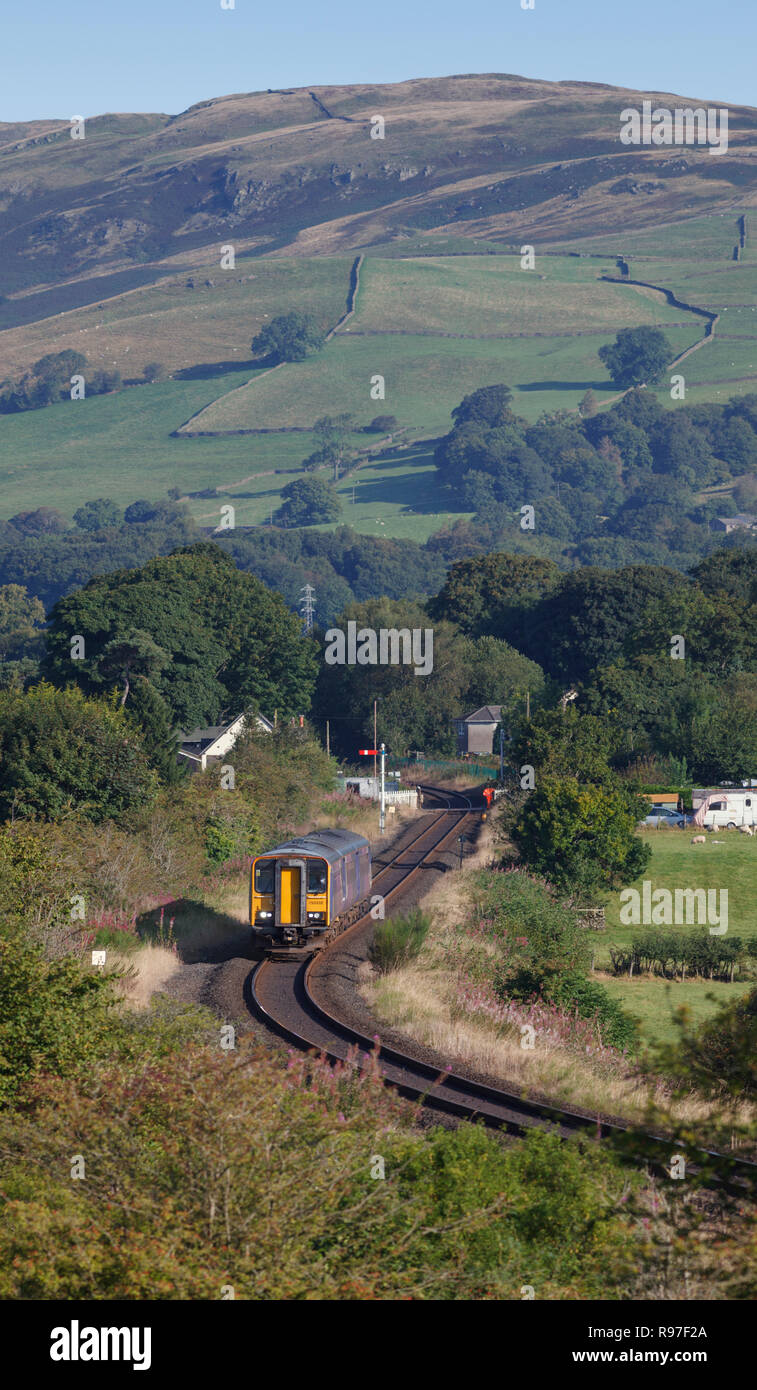 Arriva Northern rail class 153 + 156 sprinter train passing Burneside ...