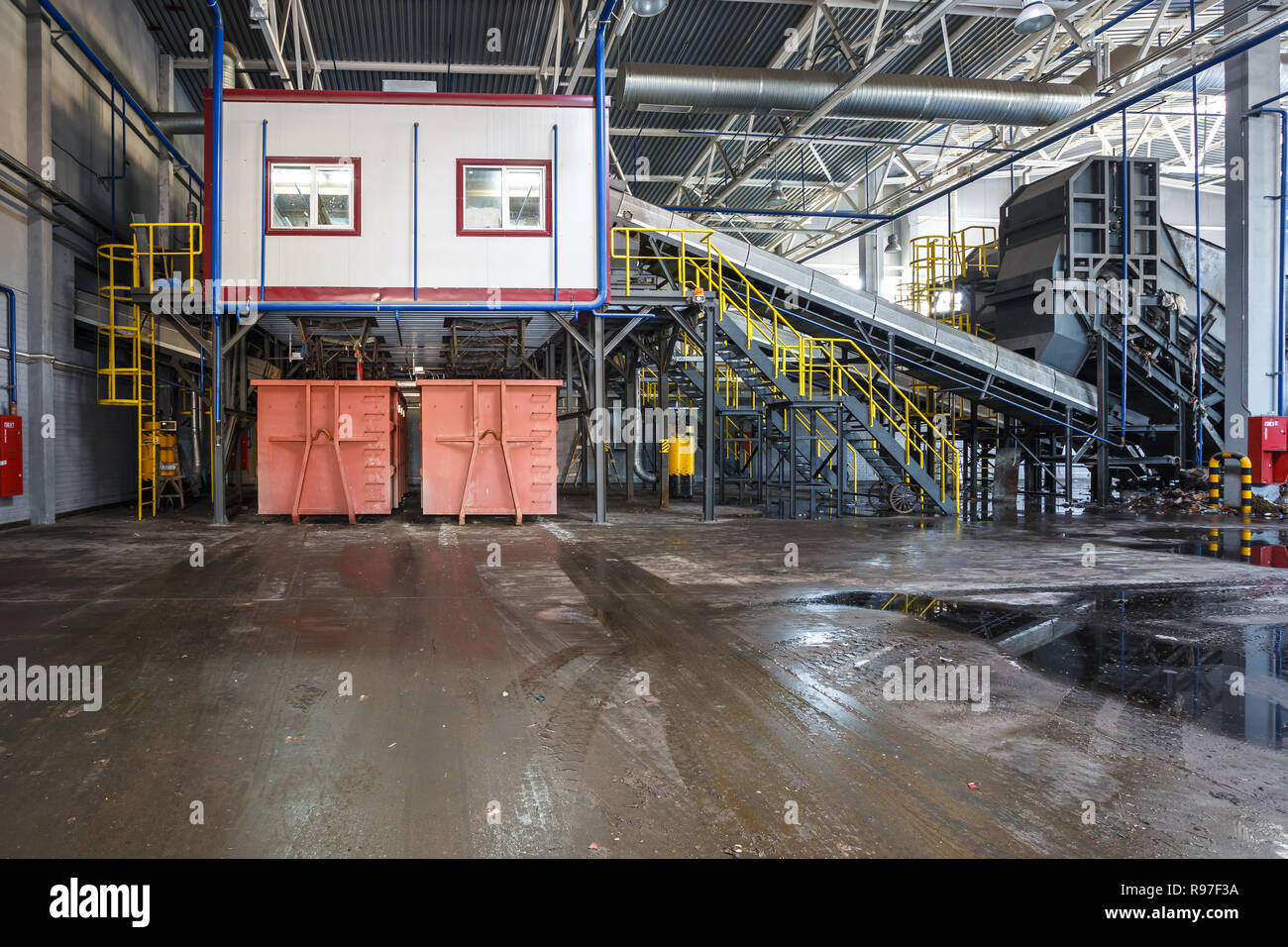 Modern waste recycling processing plant. Separate garbage collection ...