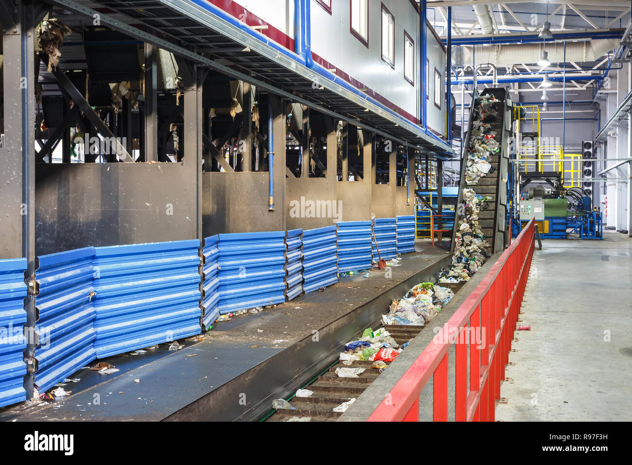 Modern waste recycling processing plant. Separate garbage collection ...