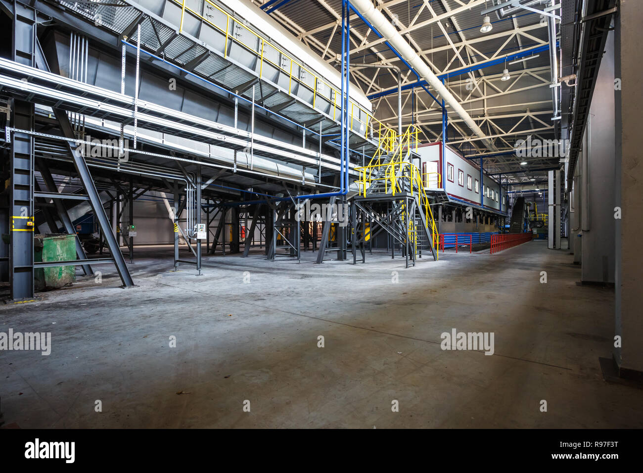 Modern waste recycling processing plant. Separate garbage collection ...