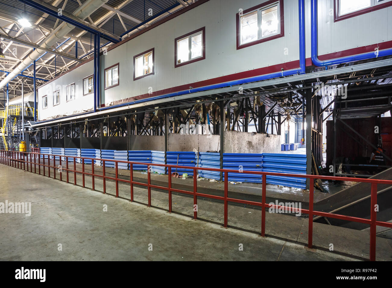 Modern waste recycling processing plant. Separate garbage collection ...