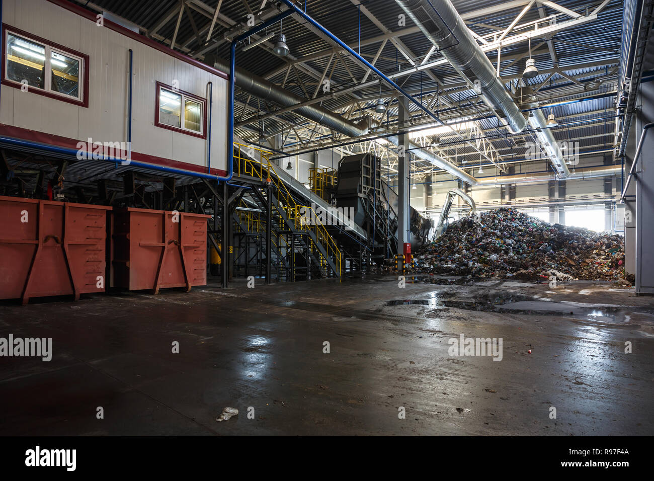 Modern waste recycling processing plant. Separate garbage collection ...