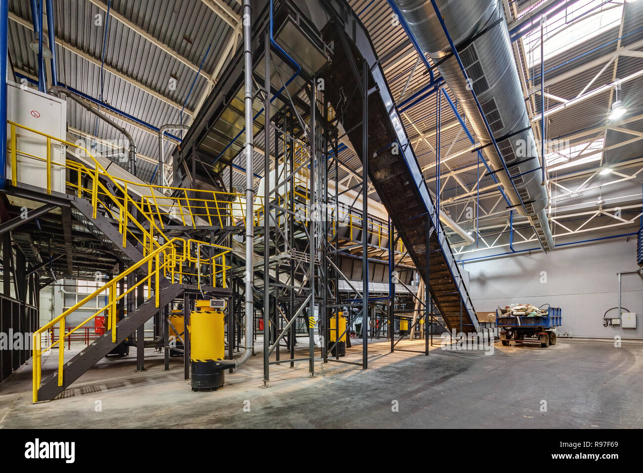 Modern waste recycling processing plant. Separate garbage collection ...