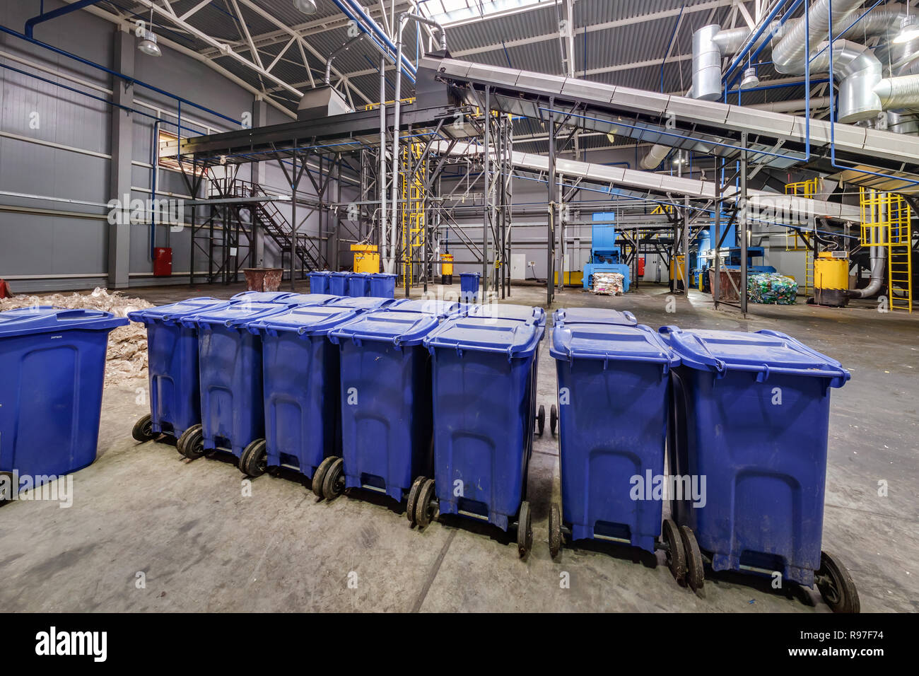 Modern waste recycling processing plant. Separate garbage collection ...