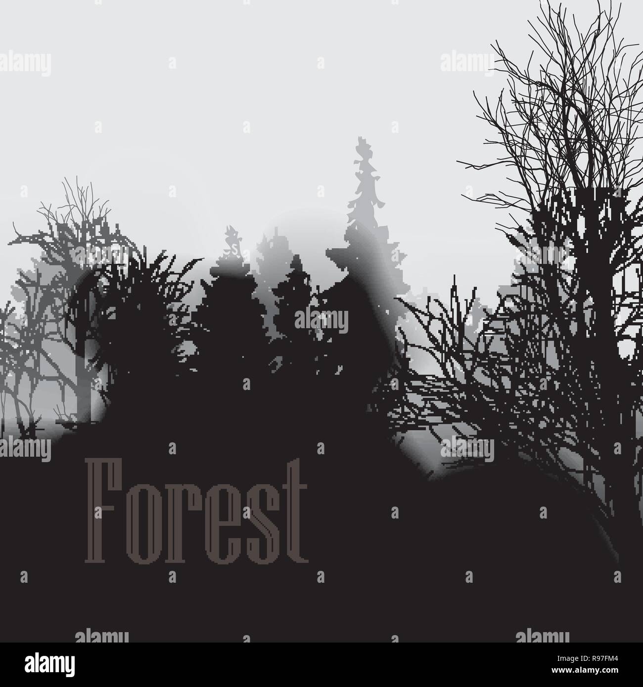 Black Tree ink blots, splashes, spray texture isolated on gray ...