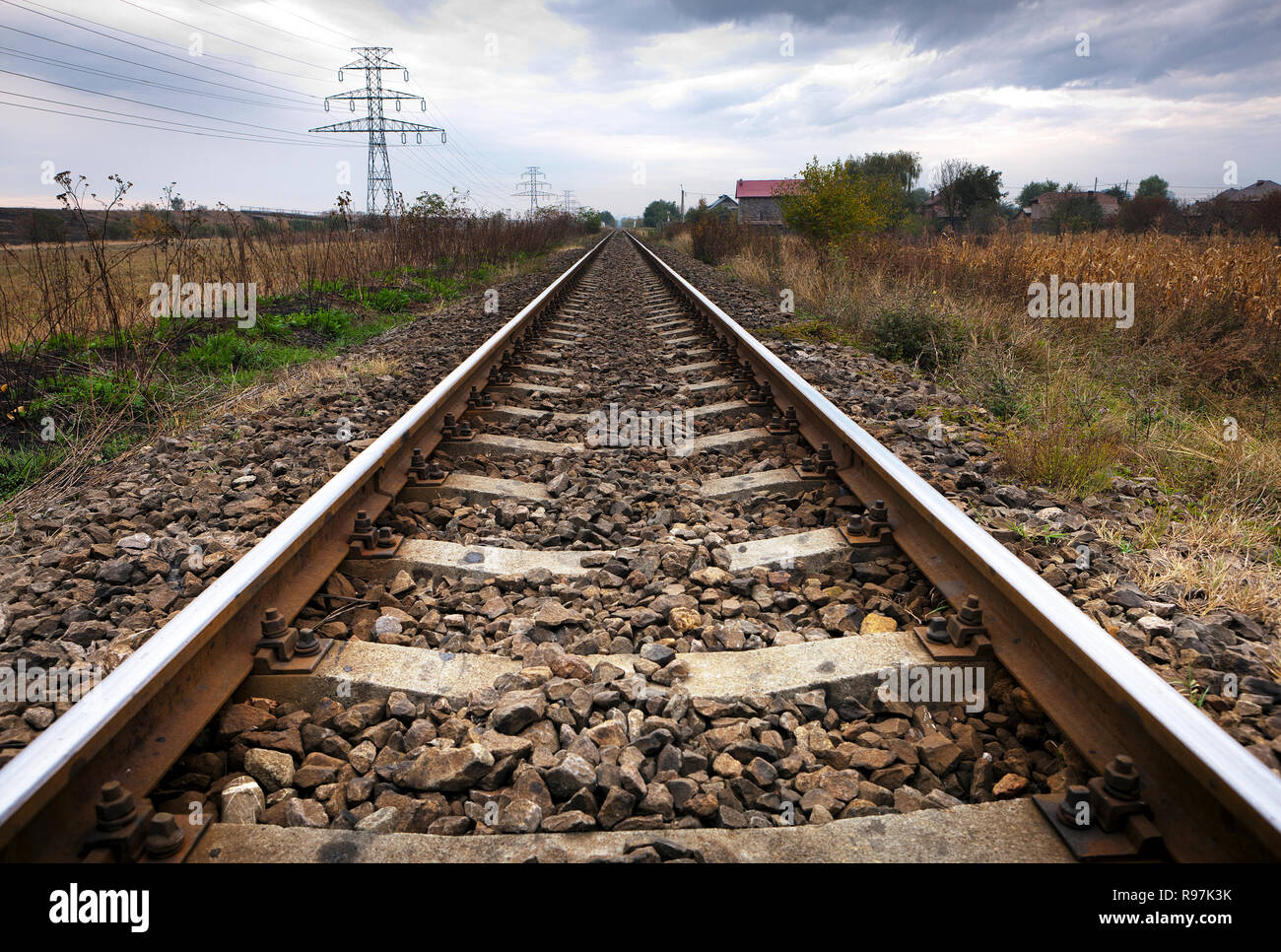 A Railroad track from low down Stock Photo - Alamy