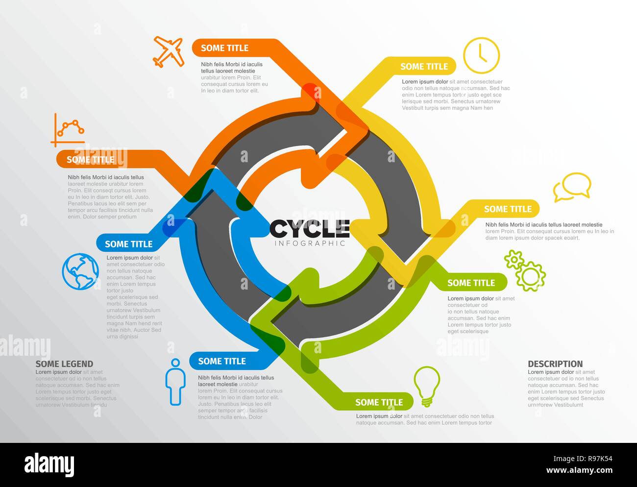 Vector Infographic report template made from lines and icons with big ...