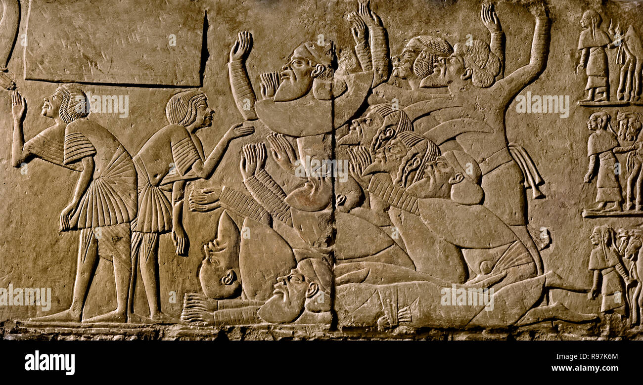 Relief of Horemheb with interpreter and envoys. limestone Dimensions ...