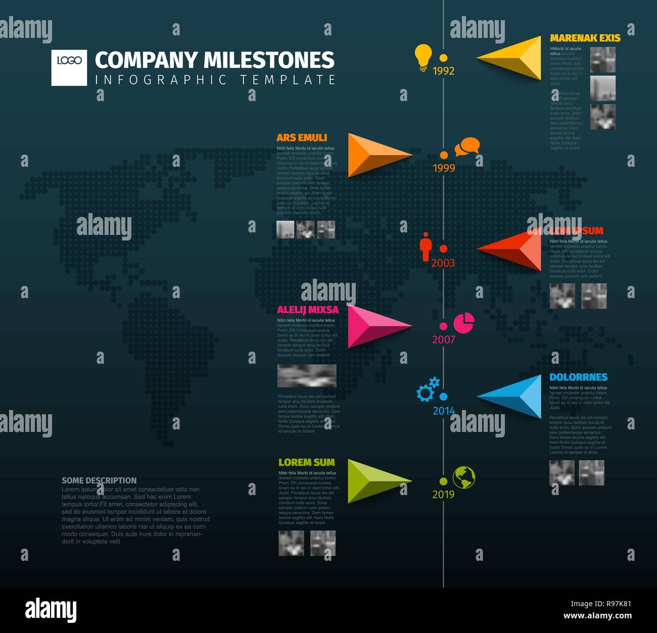 Vector Infographic Company Milestones Timeline Template with pointers ...