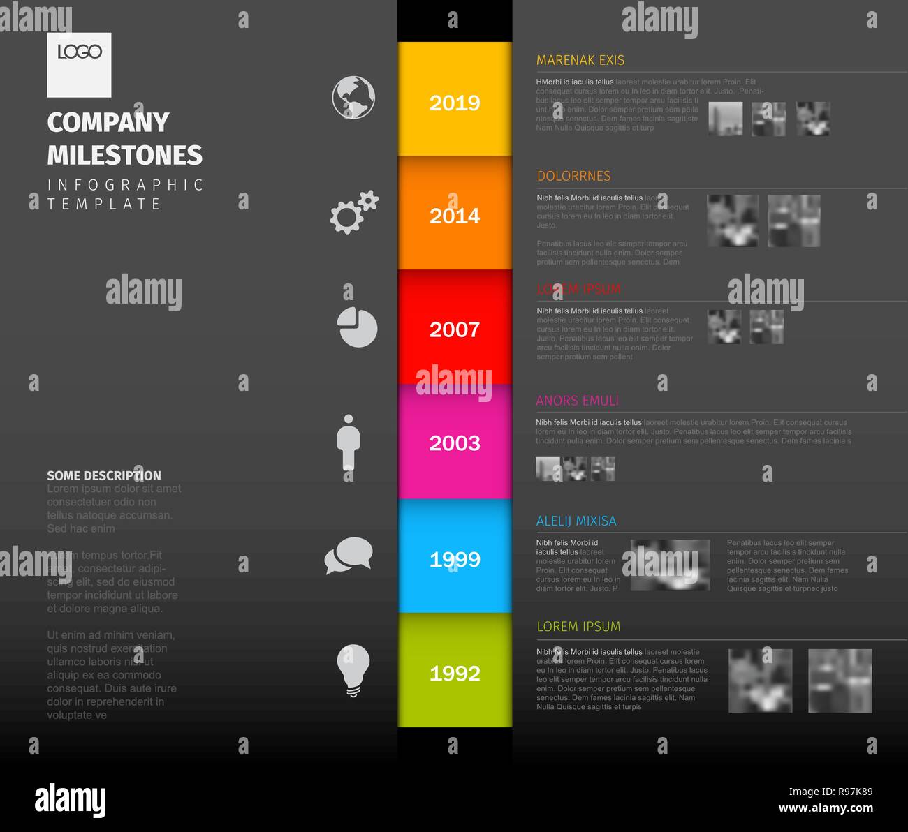 Vector colorful Infographic timeline report template with color ...
