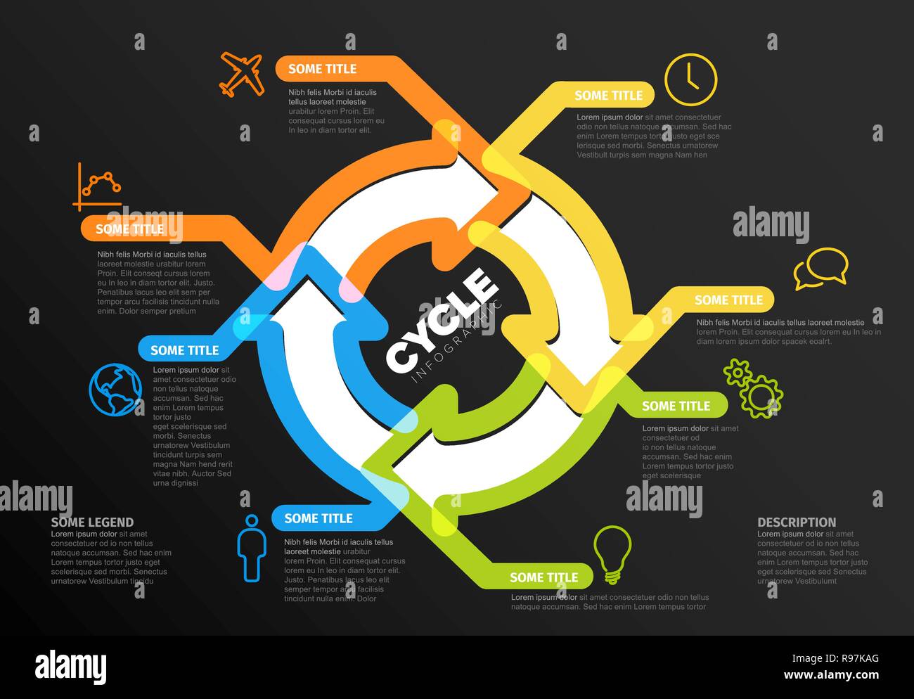 Vector Infographic report template made from lines and icons with big ...
