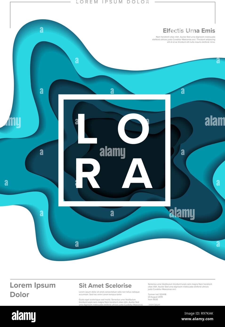 Modern vector art poster flyer template with deep paper cut effect ...