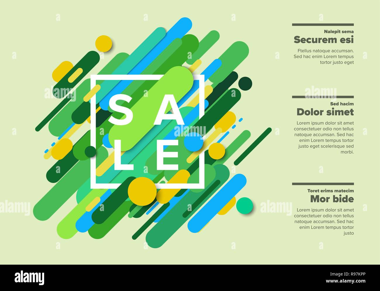 Vector fresh spring green sale poster made from big color lines Stock ...