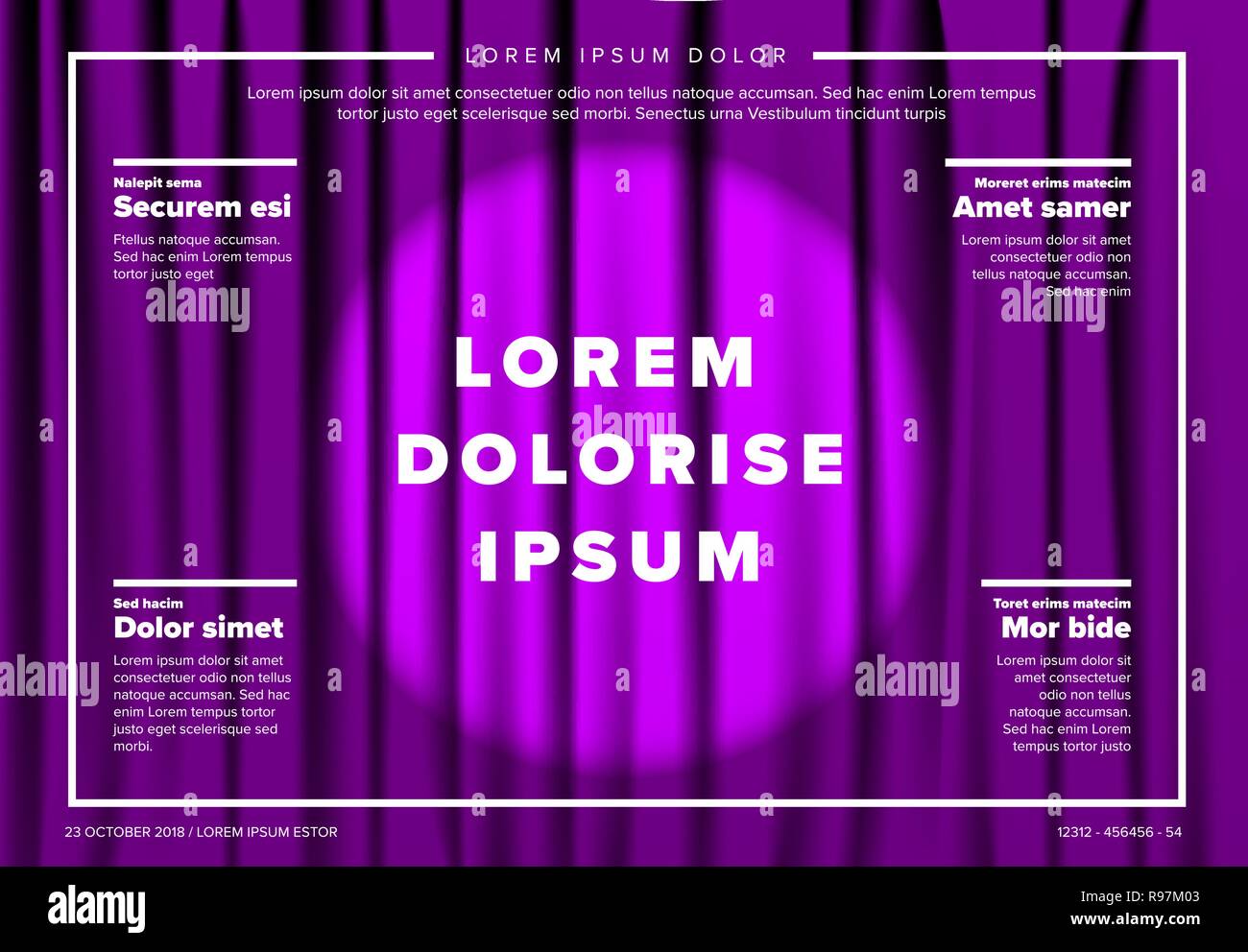 Vector theatre stage poster template with curtain and spotlight Stock ...