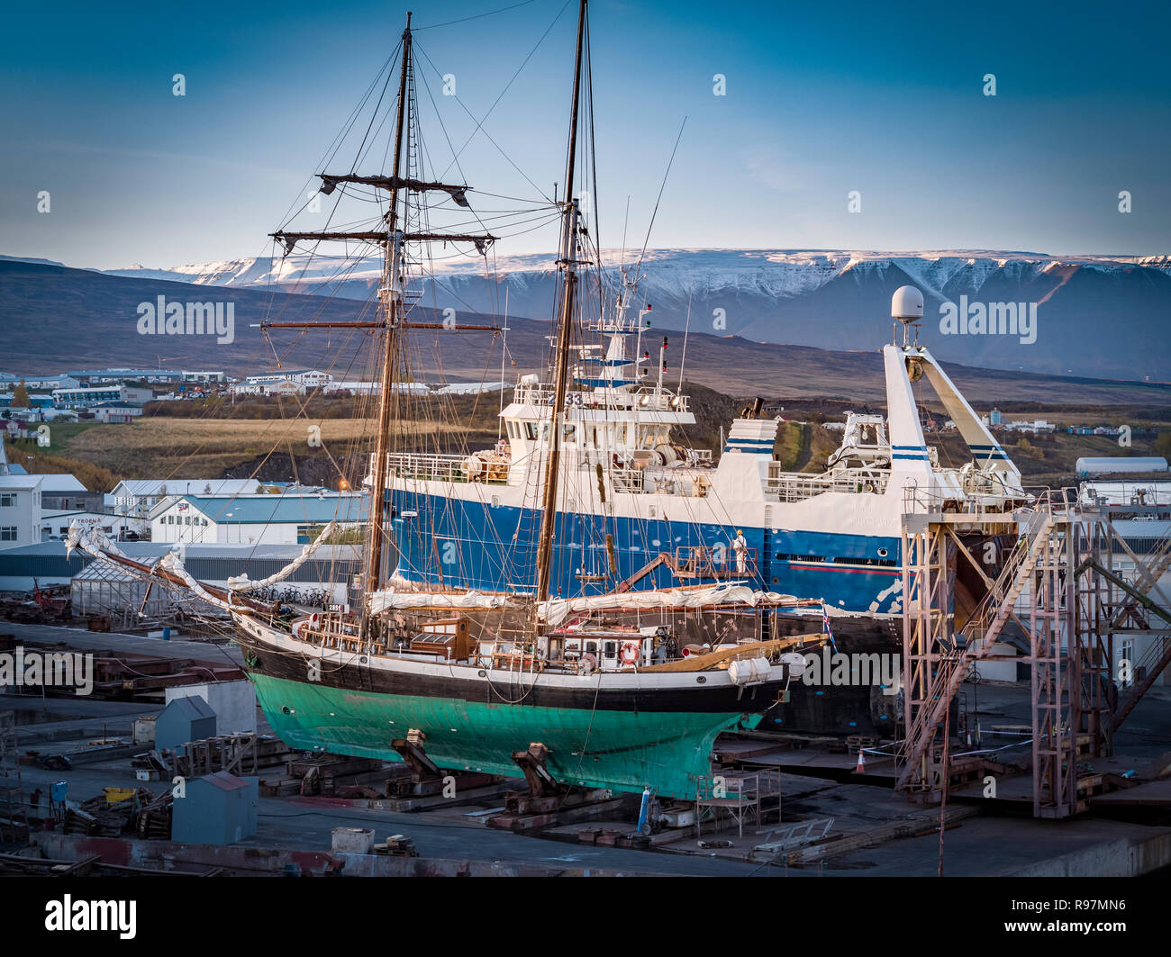 Akureyri Harbor, Northern Iceland Stock Photo - Alamy