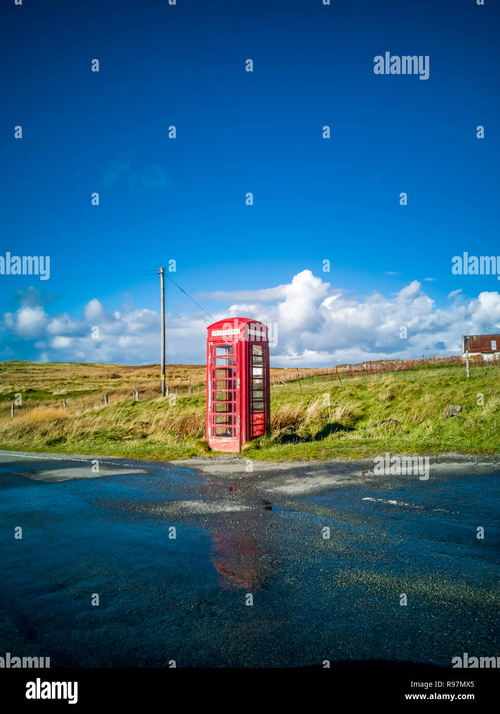 Traditional red Telephone box - Scotland United Kingdom Stock Photo - Alamy