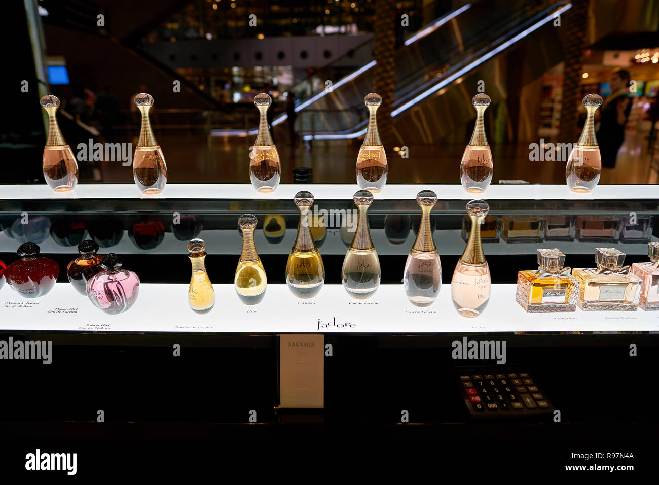 DOHA, QATAR - CIRCA MAY, 2017: perfumes on display at "Maison de Parfum ...