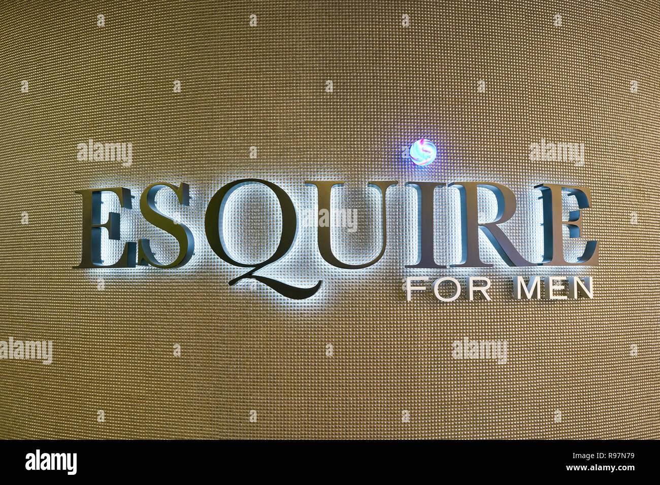 DOHA, QATAR - CIRCA MAY, 2017: close up shot of Esquire for men sign at ...