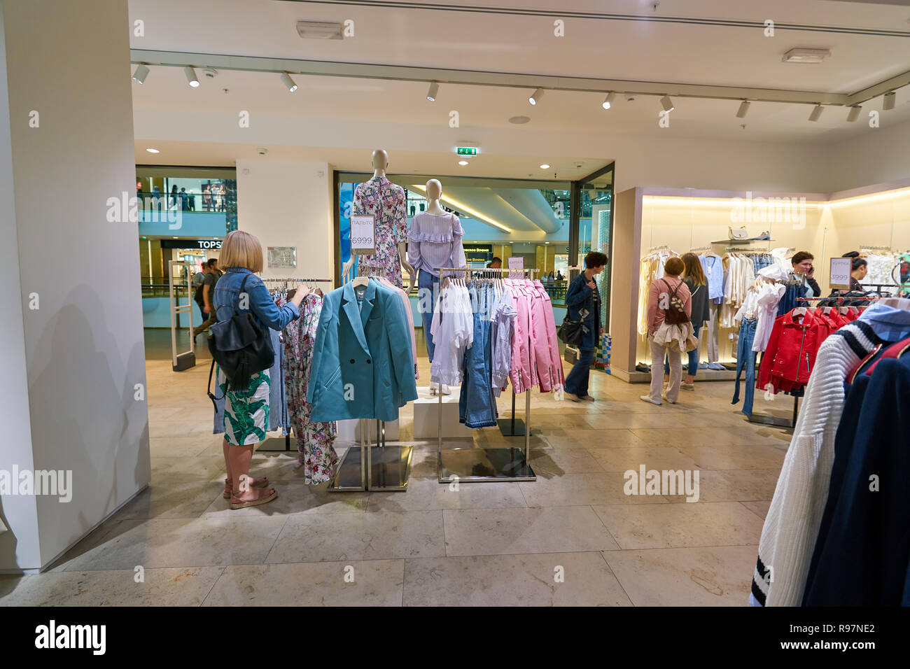 SAINT PETERSBURG, RUSSIA - CIRCA AUGUST, 2017: inside Mango store at ...