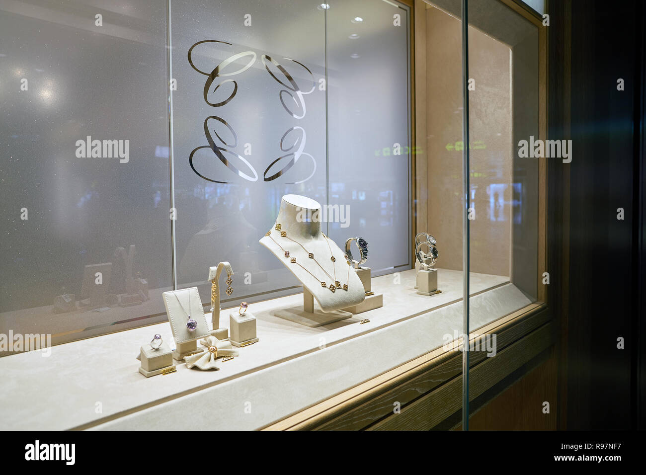 DOHA, QATAR - CIRCA MAY, 2017: a display window at Chopard store ...