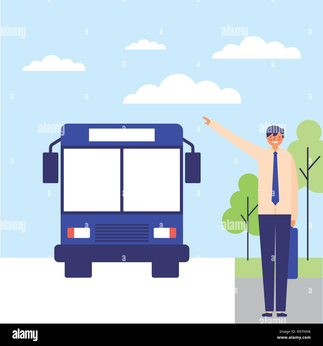 daily activity man taking the bus to work vector illustration Stock ...