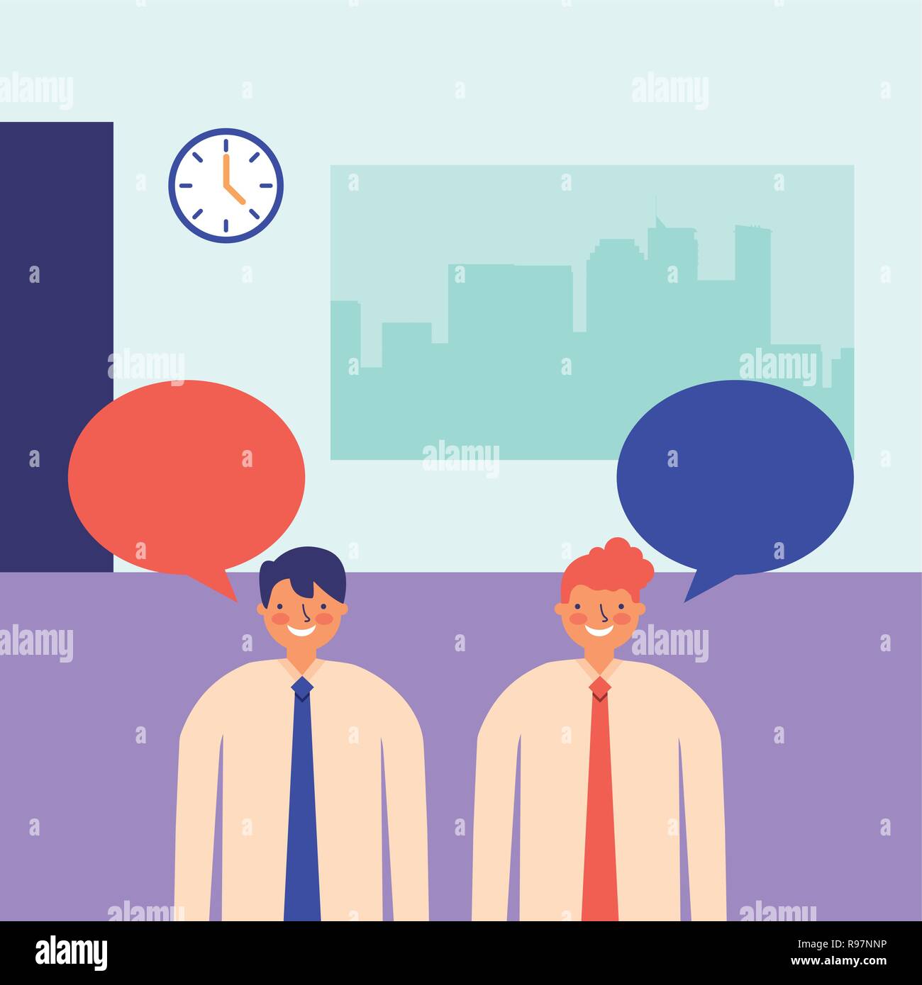 men talking office daily activity vector illustration Stock Vector ...