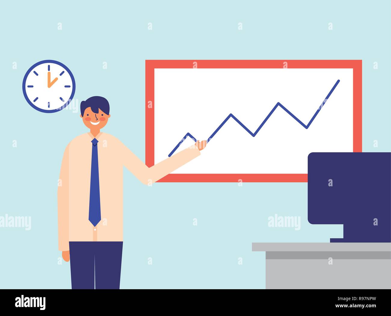 daily activity man office presentation vector illustration Stock Vector ...