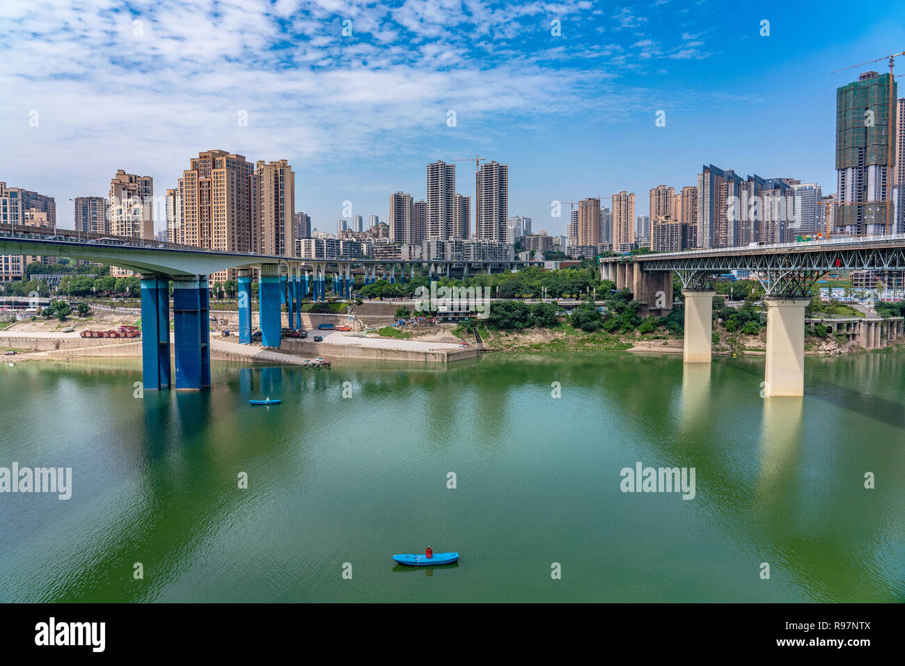 View of the Jialing river and city buildings in Chongqing Stock Photo ...