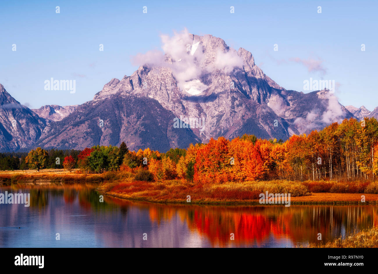 Oxbow Bend sunrise, Grand Teton National Park, Wyoming USA Stock Photo ...