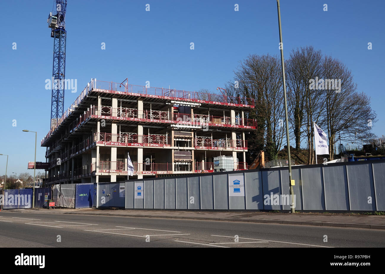 New block of high rise flats being constructed in Redhill town centre ...
