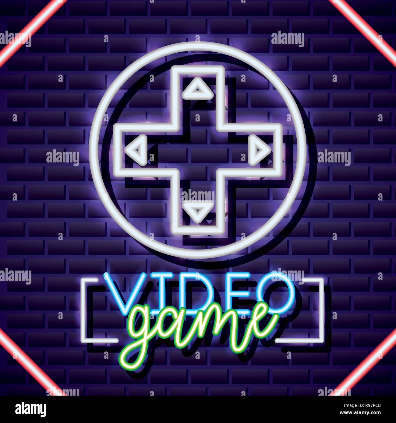 video game arrow control play neon vector illustration Stock Vector ...