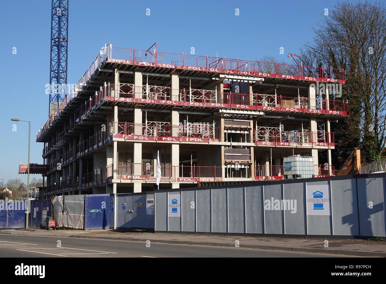 New block of high rise flats being constructed in Redhill town centre ...