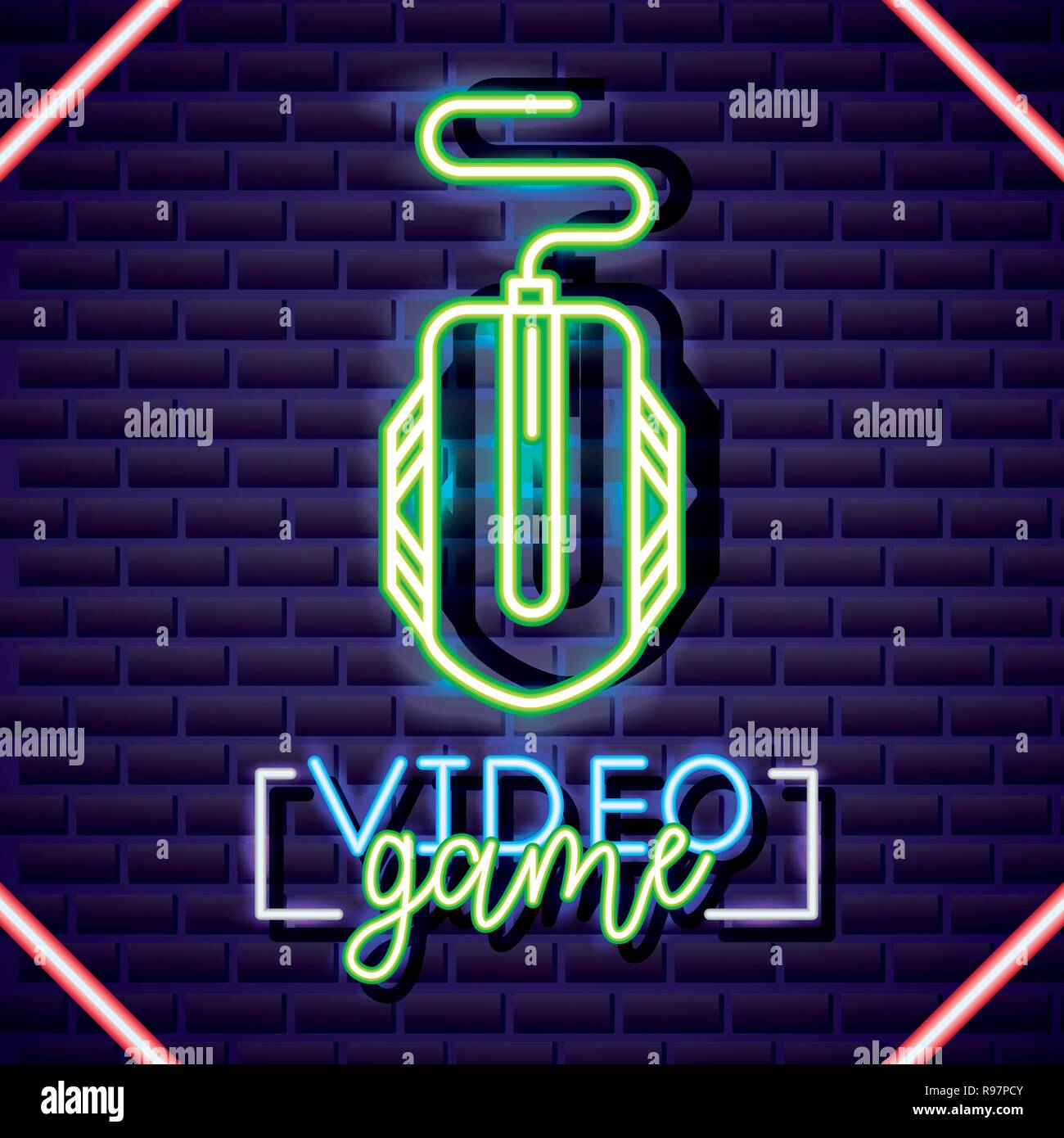 neon mouse figure video game vector illustration Stock Vector Image ...