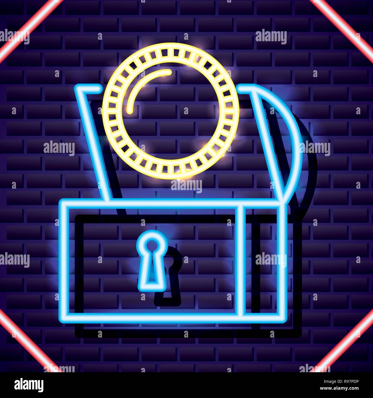 video game chest coin neon vector illustration Stock Vector Image & Art ...