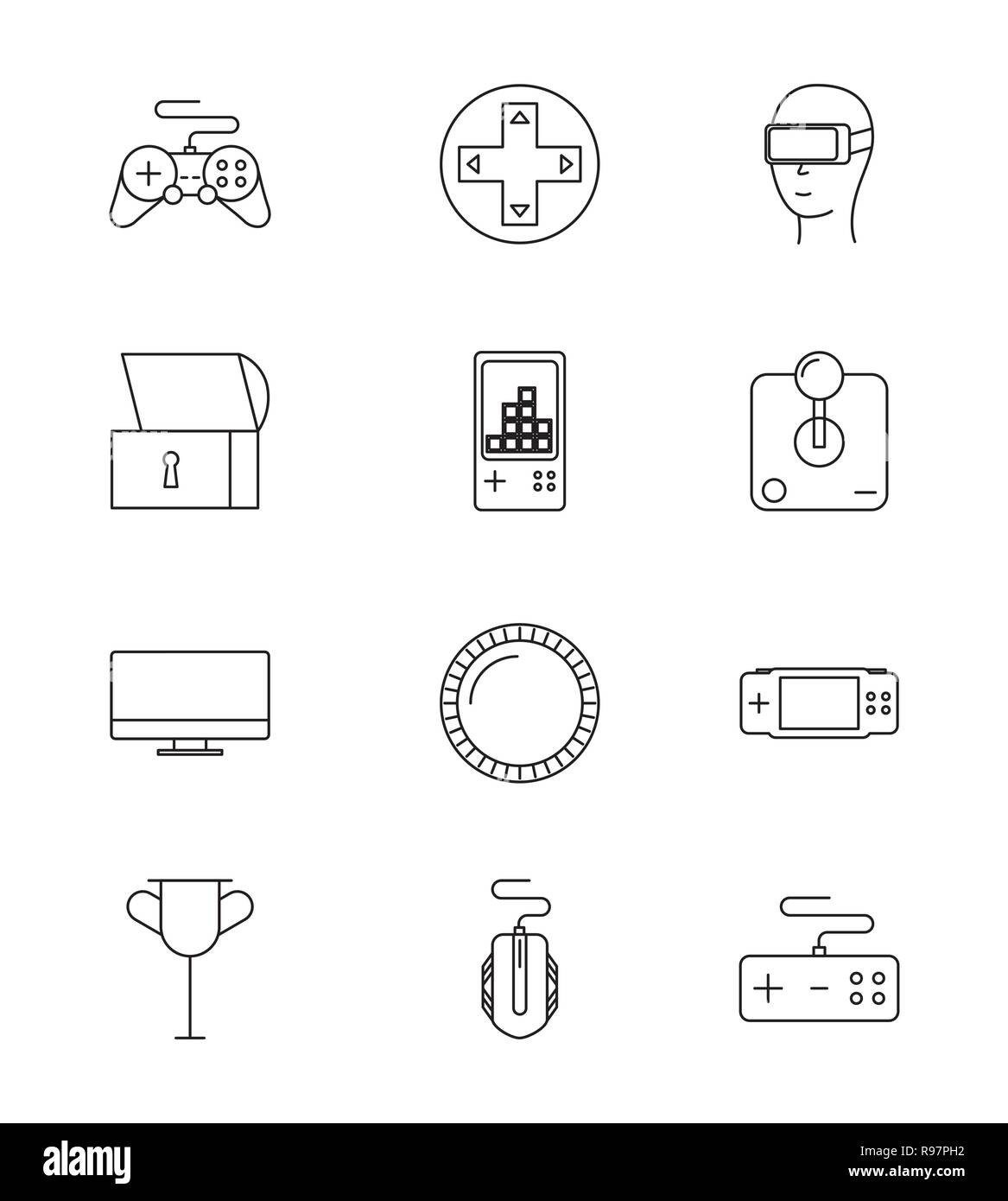 glass of virtual reality controls coins video game vector illustration ...