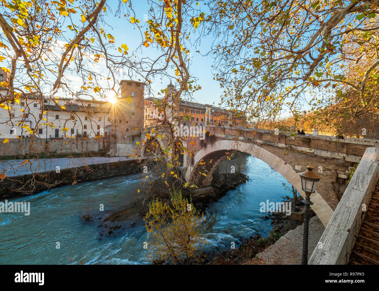 Rome (Italy) - The Tiber river and the monumental Lungotevere. Here in ...